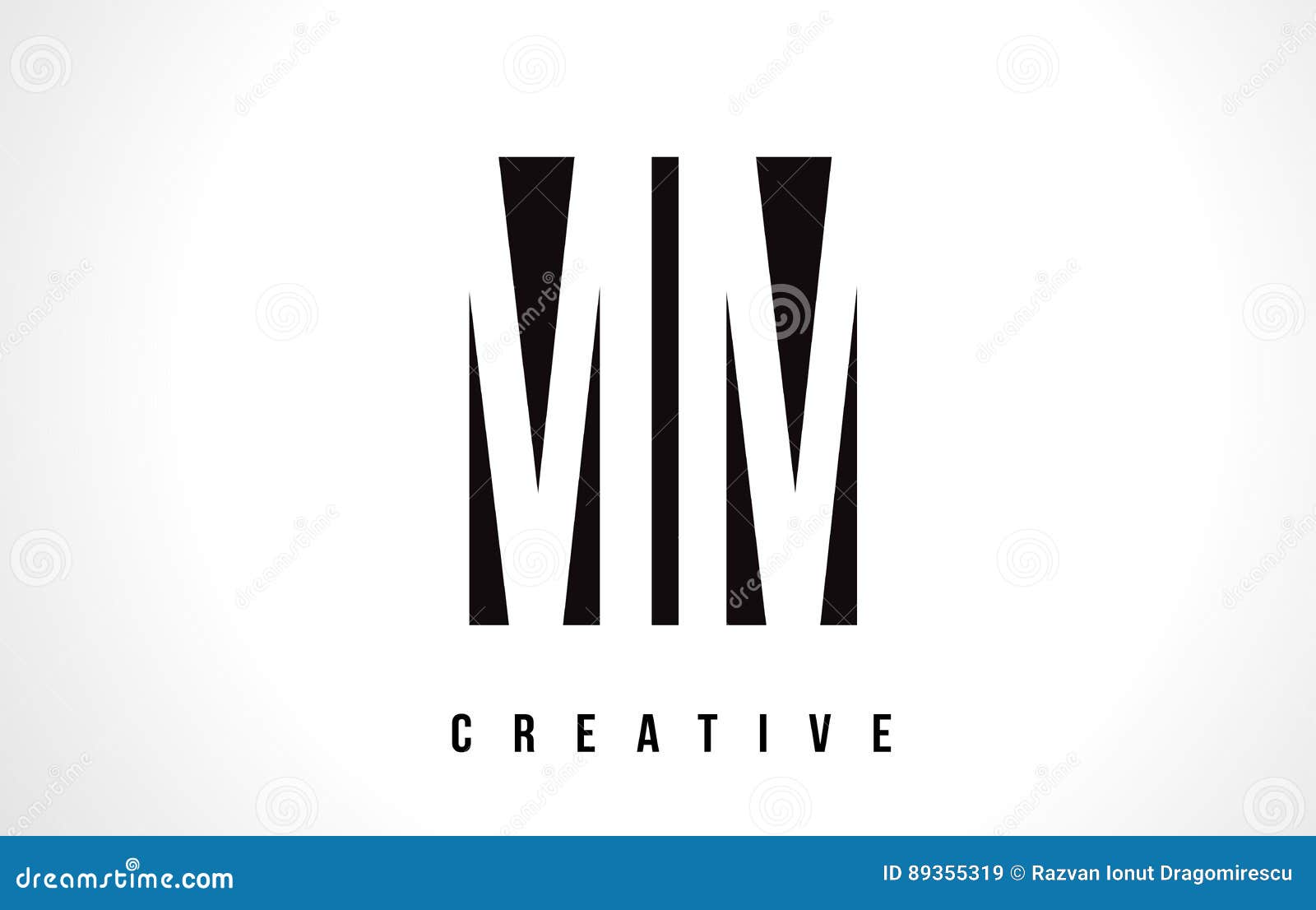 MM M M White Letter Logo Design with Black Square. Stock Vector ...
