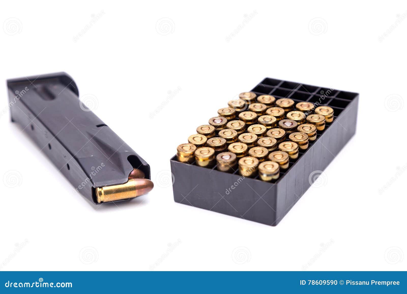 9mm.magazine with Bullet Box Isolate on White Background Stock Photo ...