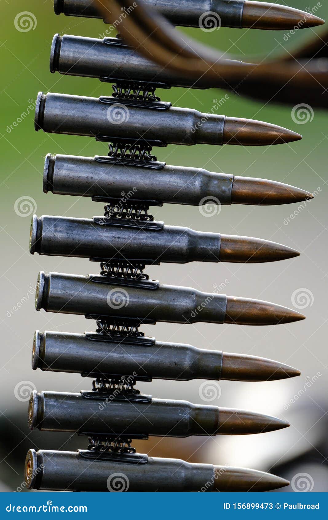 7.92mm Mauser Bullets in Link for Use in MG34 Machine Gun. Stock Image ...