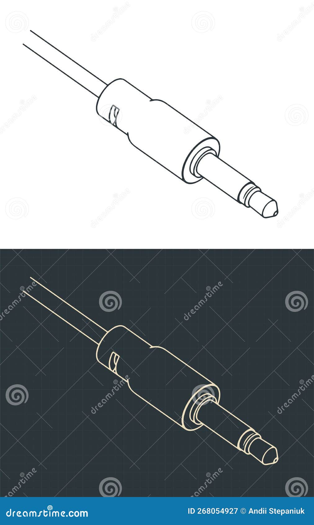 3.5 Mm Mini-jack Isometric Drawings Stock Vector - Illustration of ...