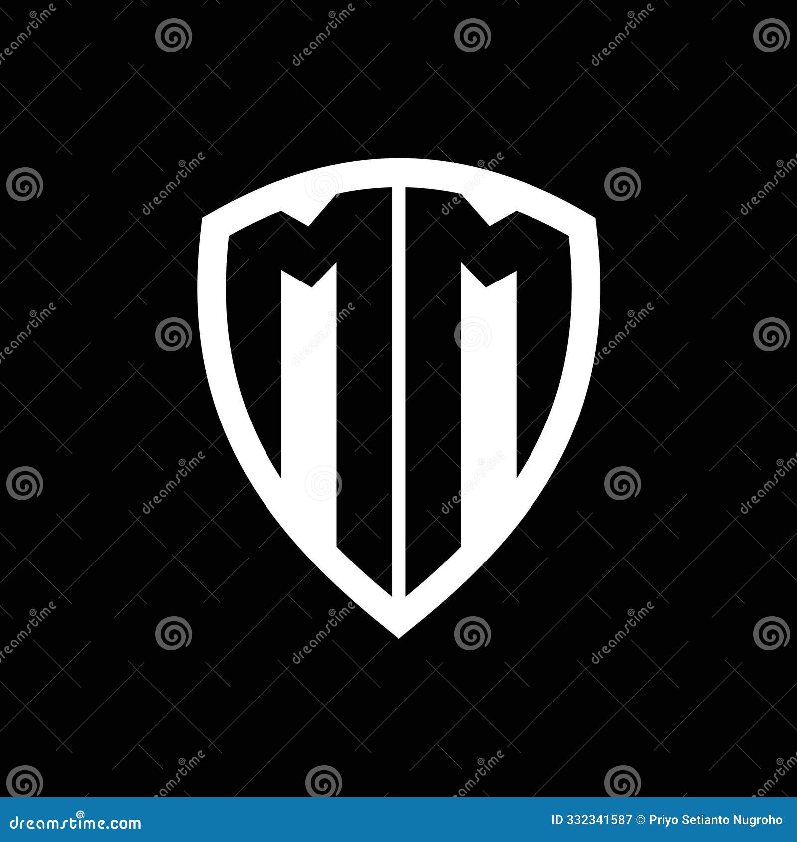 MM Monogram Logo with Bold Letters Shield Shape with Black and White ...