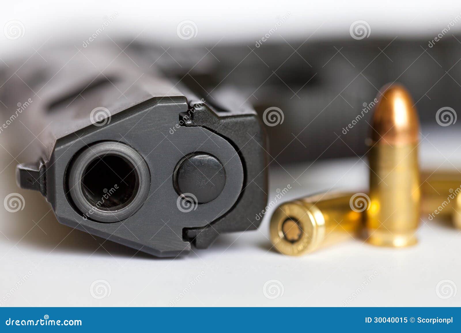 Police gun and bullets stock image. Image of bullet, pistol - 30040015