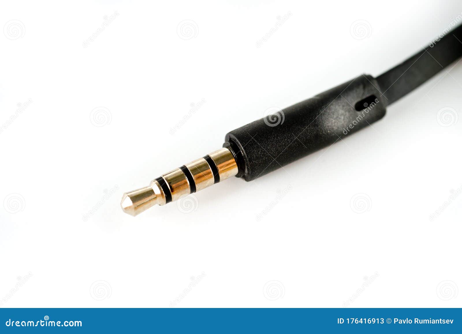 3.5 Mm Plug with a Black Wire, Shot Large on a White Background Stock ...