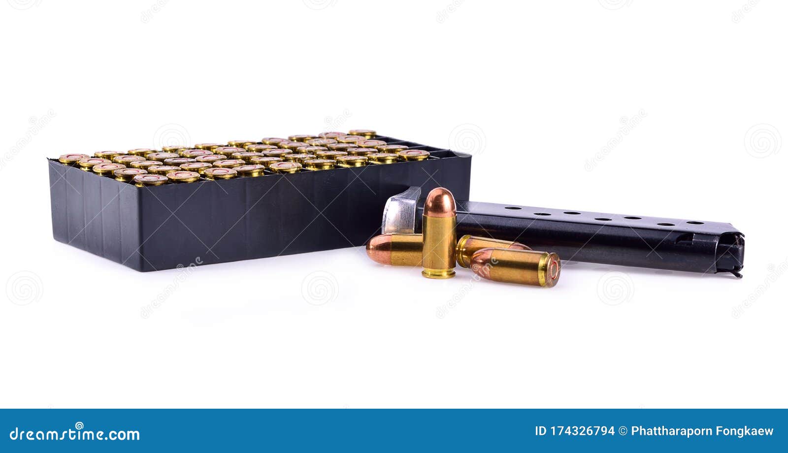 9mm Practice Bullet for a Gun on a White Background Stock Photo - Image ...