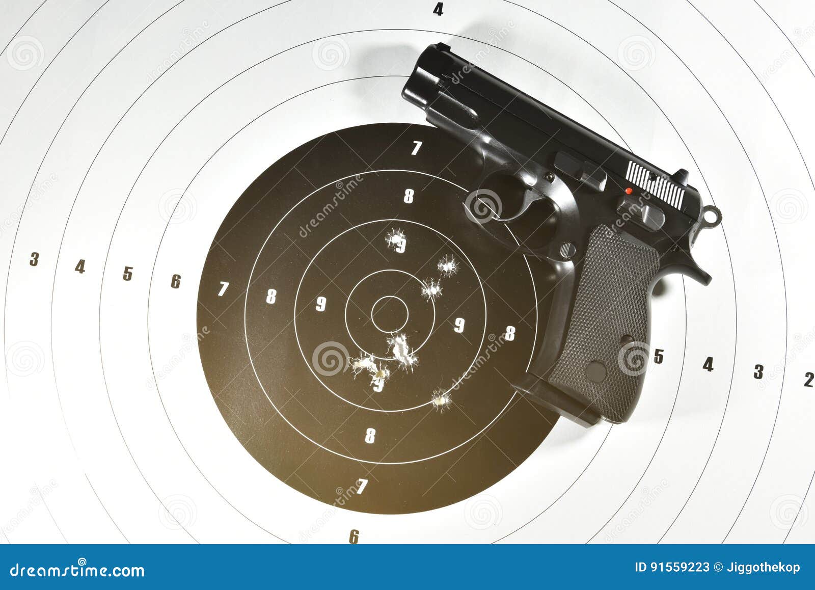 9 Mm. Semi Automatic Handgun and Shooting Target Stock Image - Image of ...