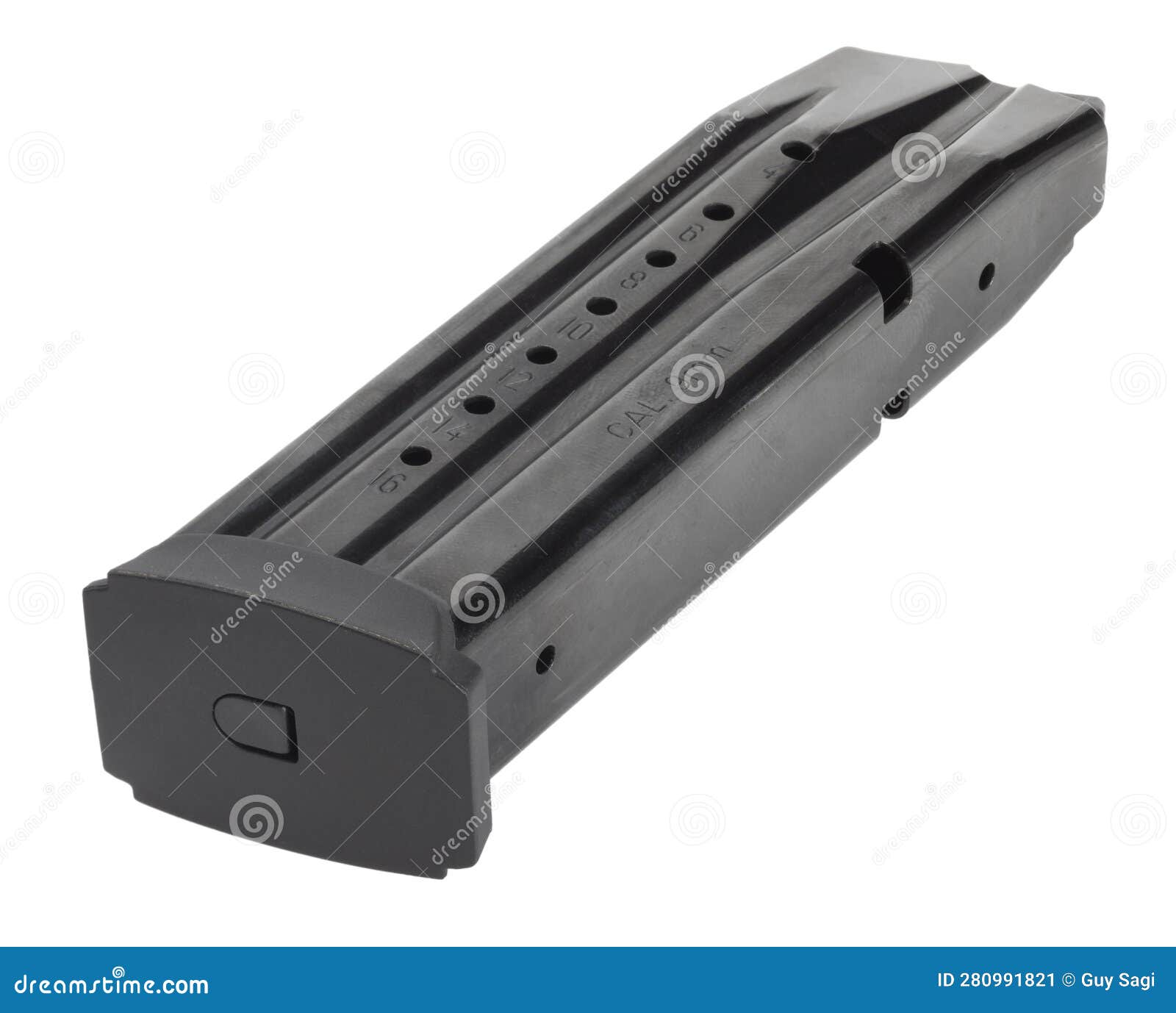 A Pistol Magazine Loaded With 9mm Bullets On Top Of A Black 9mm ...