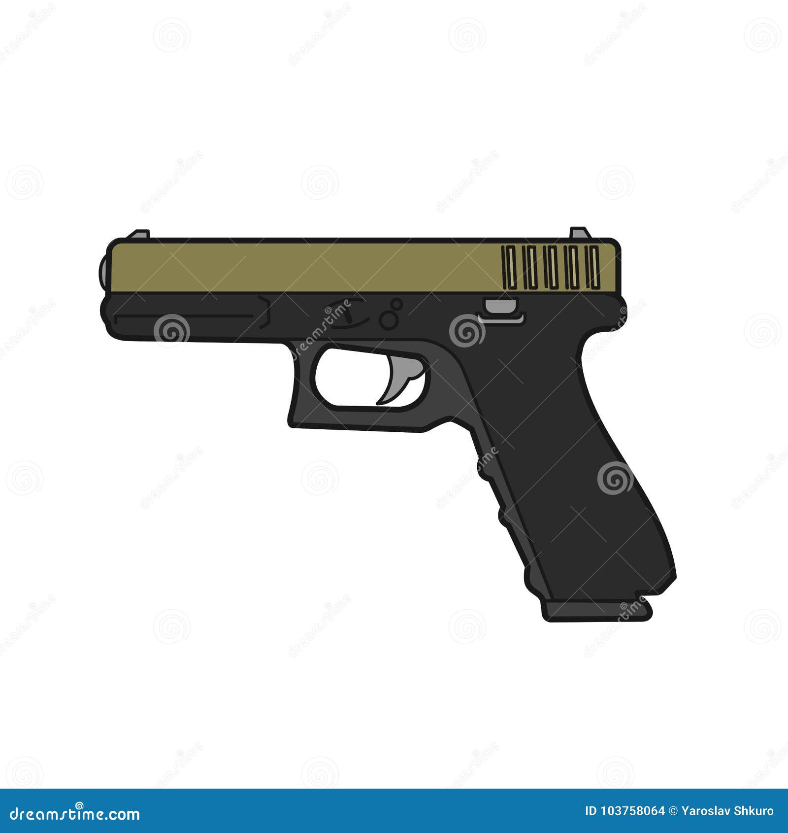 9Mm Semi Automatic Pistol Modern Firearm Vector Illustration Clipart ...