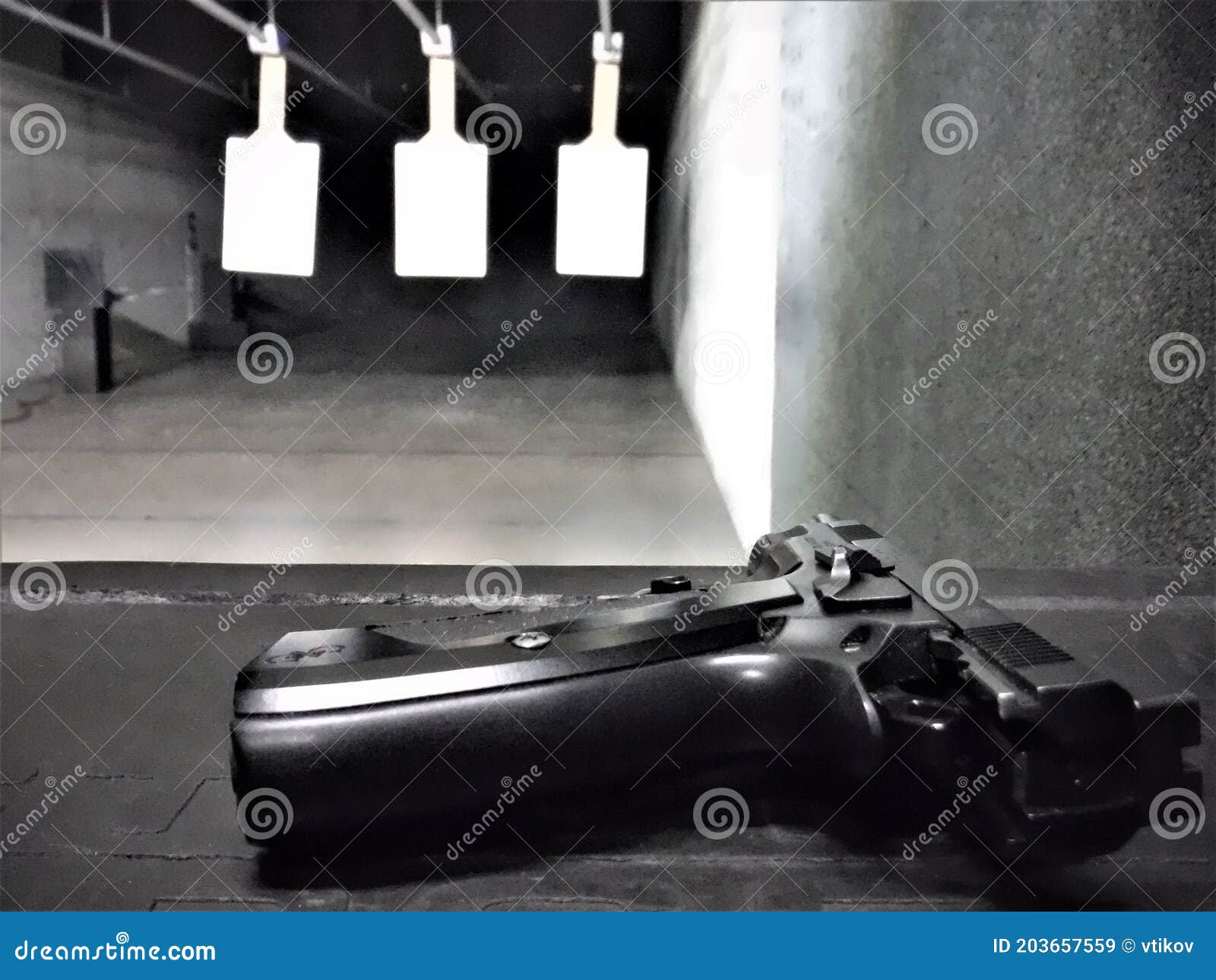 9mm Steel Handgun with Targets in the Background Stock Image - Image of ...