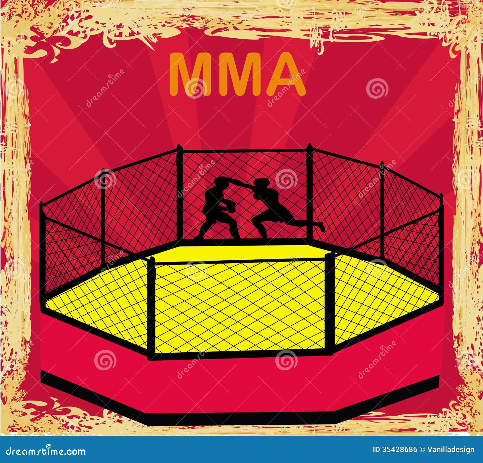 MMA Competitions, Grunge Frame Stock Vector - Illustration of drawing ...