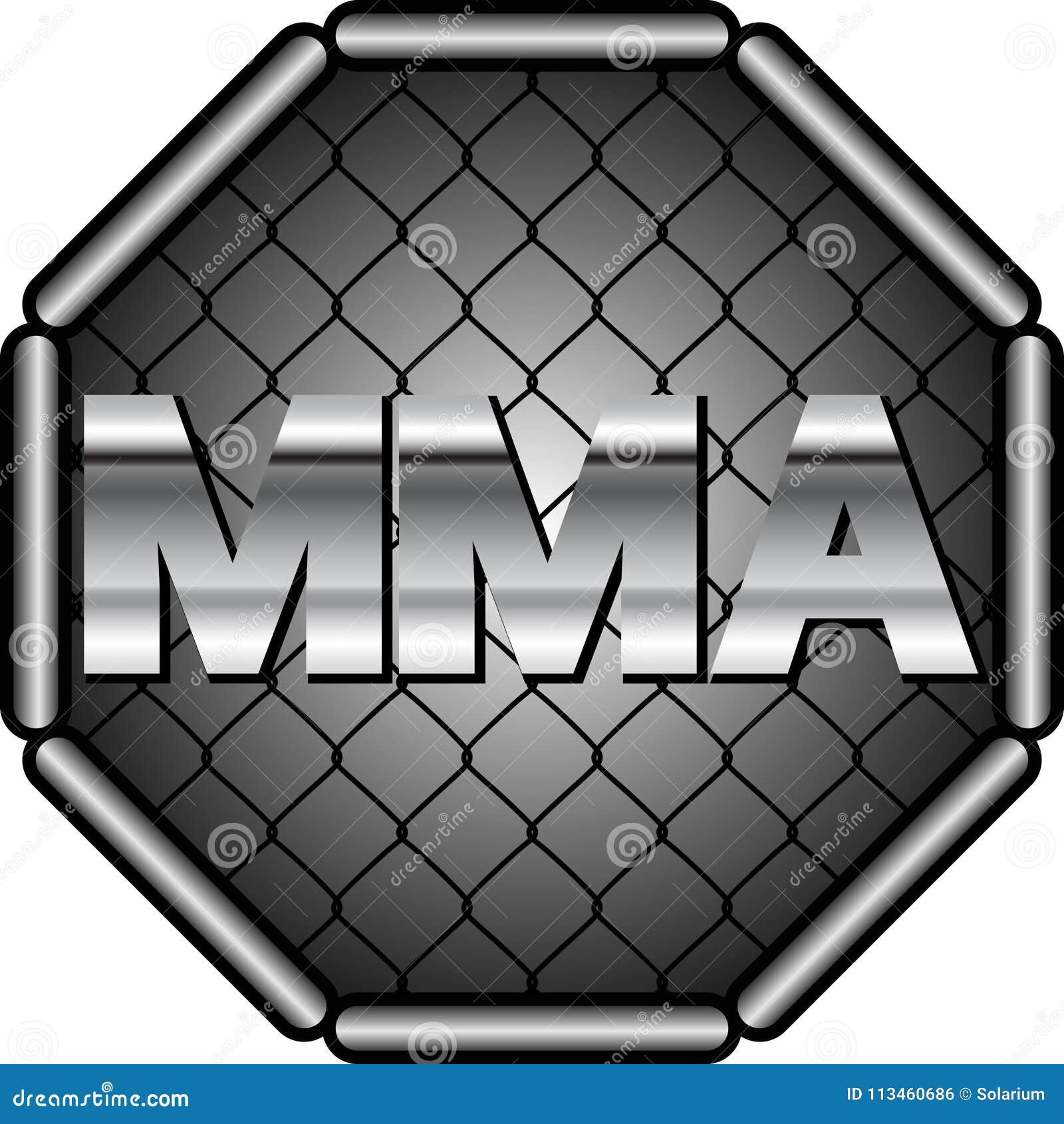 Mma stock vector. Illustration of metallic, octagon - 113460686