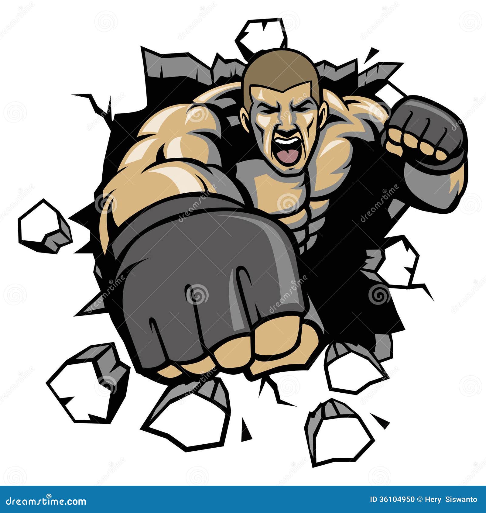 MMA Fighter break the wall stock vector. Illustration of male - 36104950