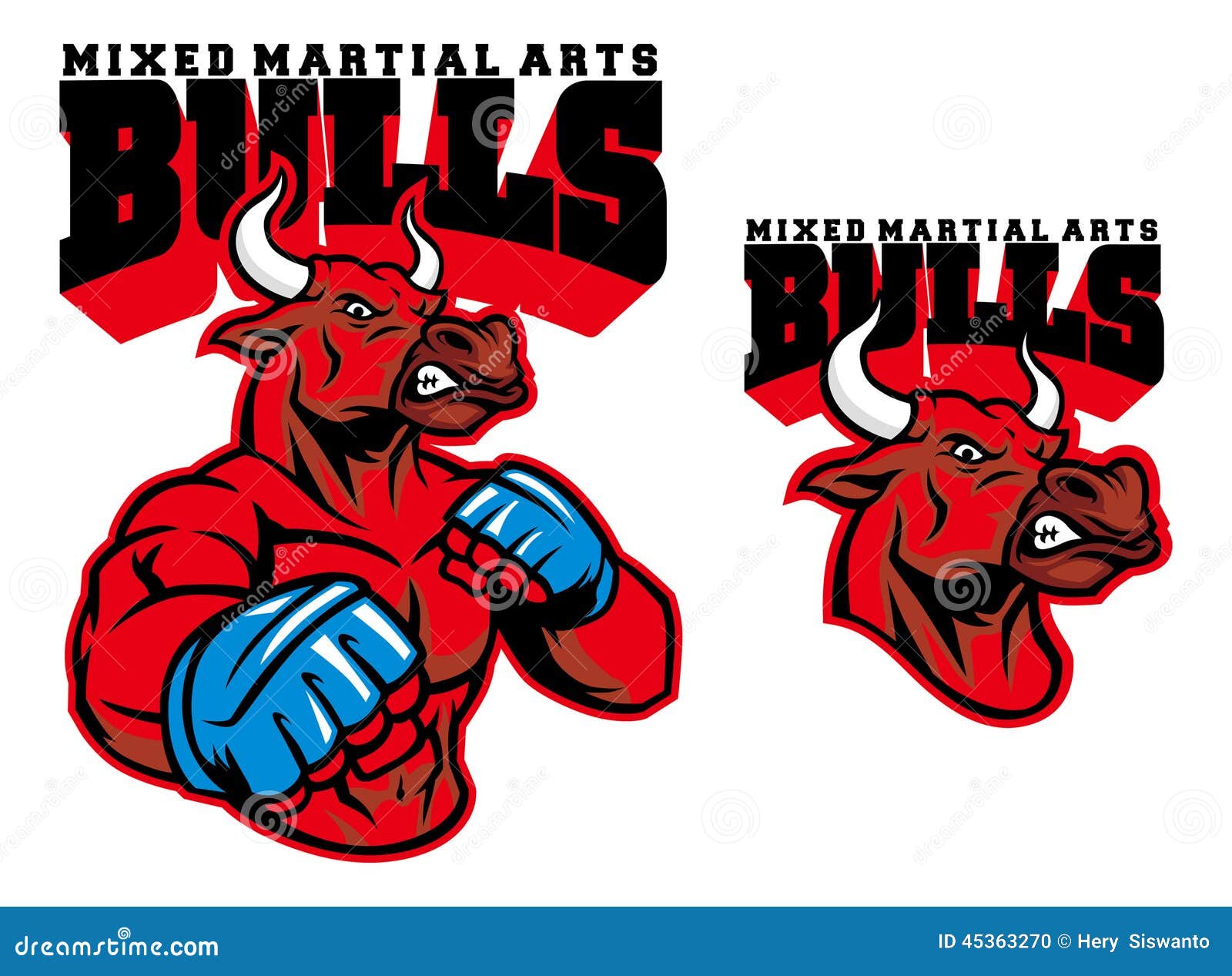 MMA fighter bull stock vector. Illustration of ring, power - 45363270