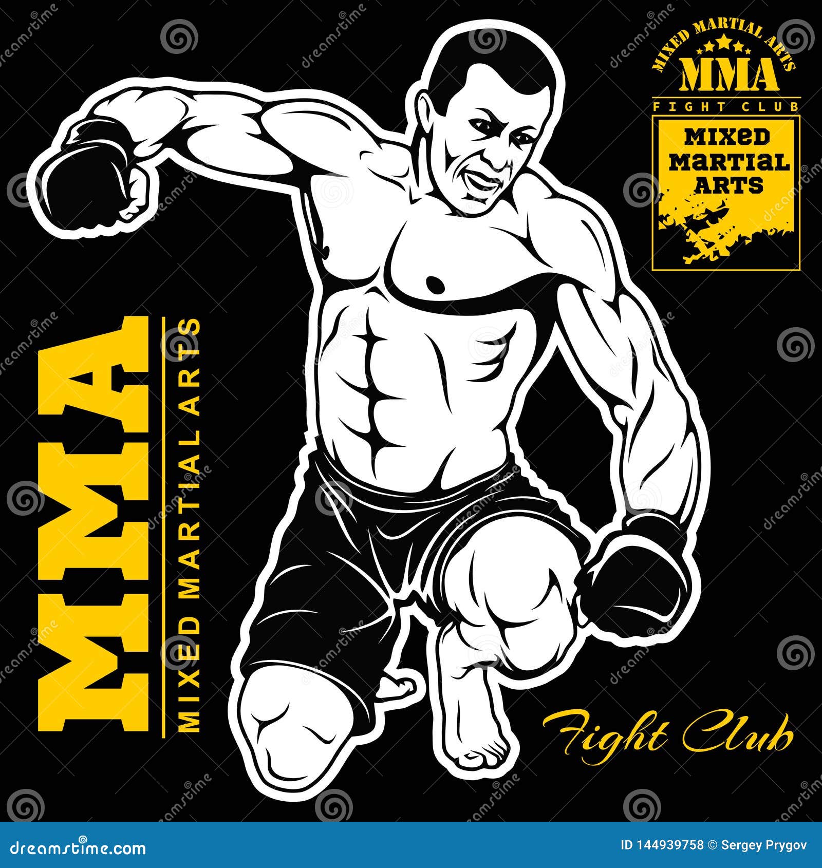 MMA fighter design stock vector. Illustration of octagon - 144939758