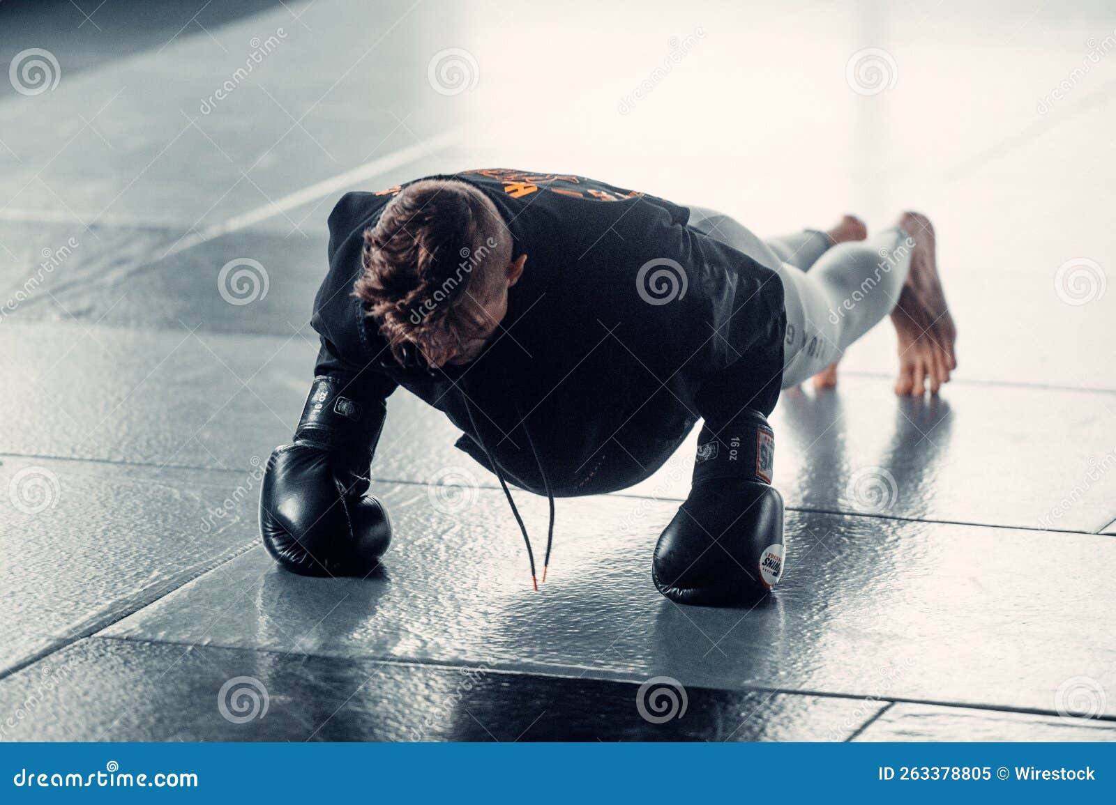 MMA Fighter Getting Ready for a Big Fight Exercising in the Gym ...