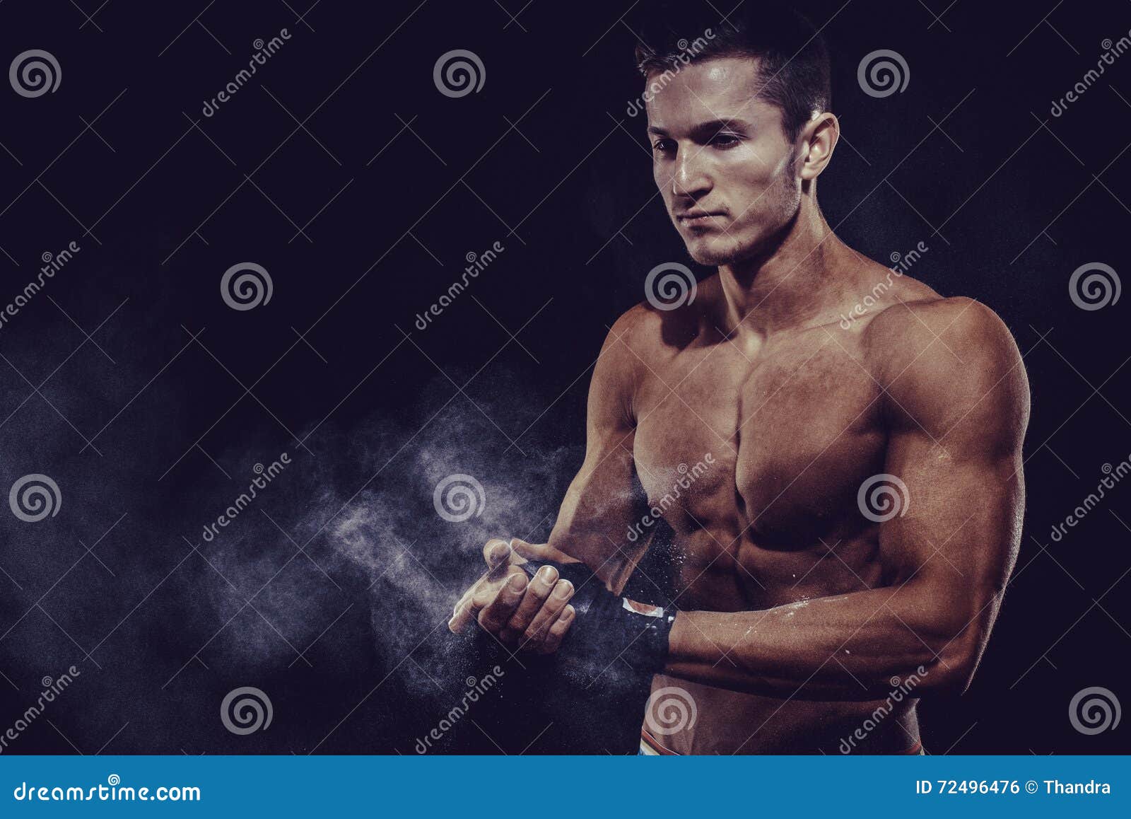 MMA Fighter Preparing Bandages for Training Stock Photo - Image of ...