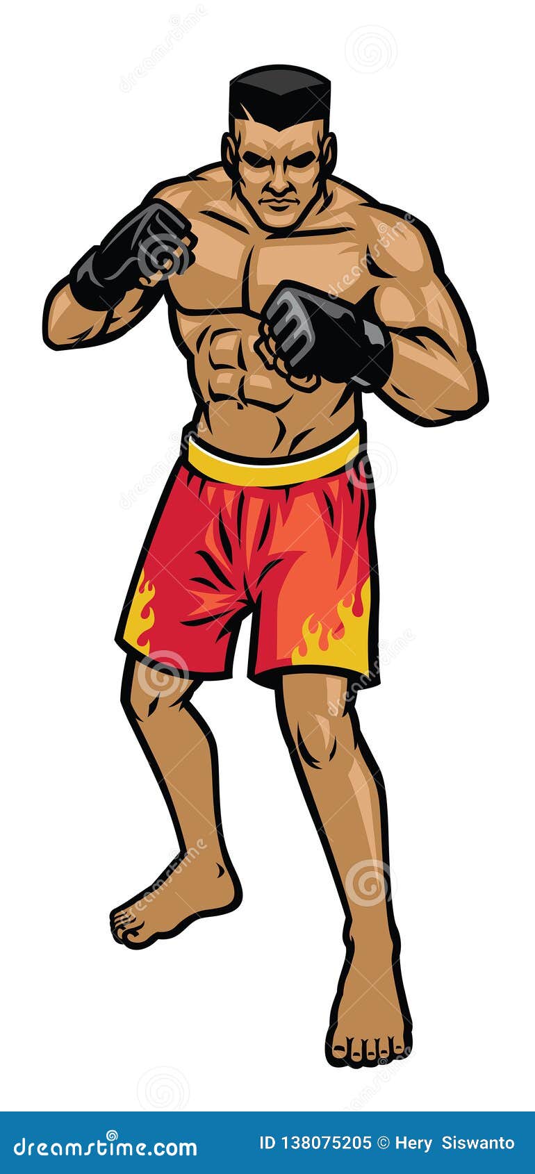 Mma Fighter Stance Cartoon Vector | CartoonDealer.com #138075205
