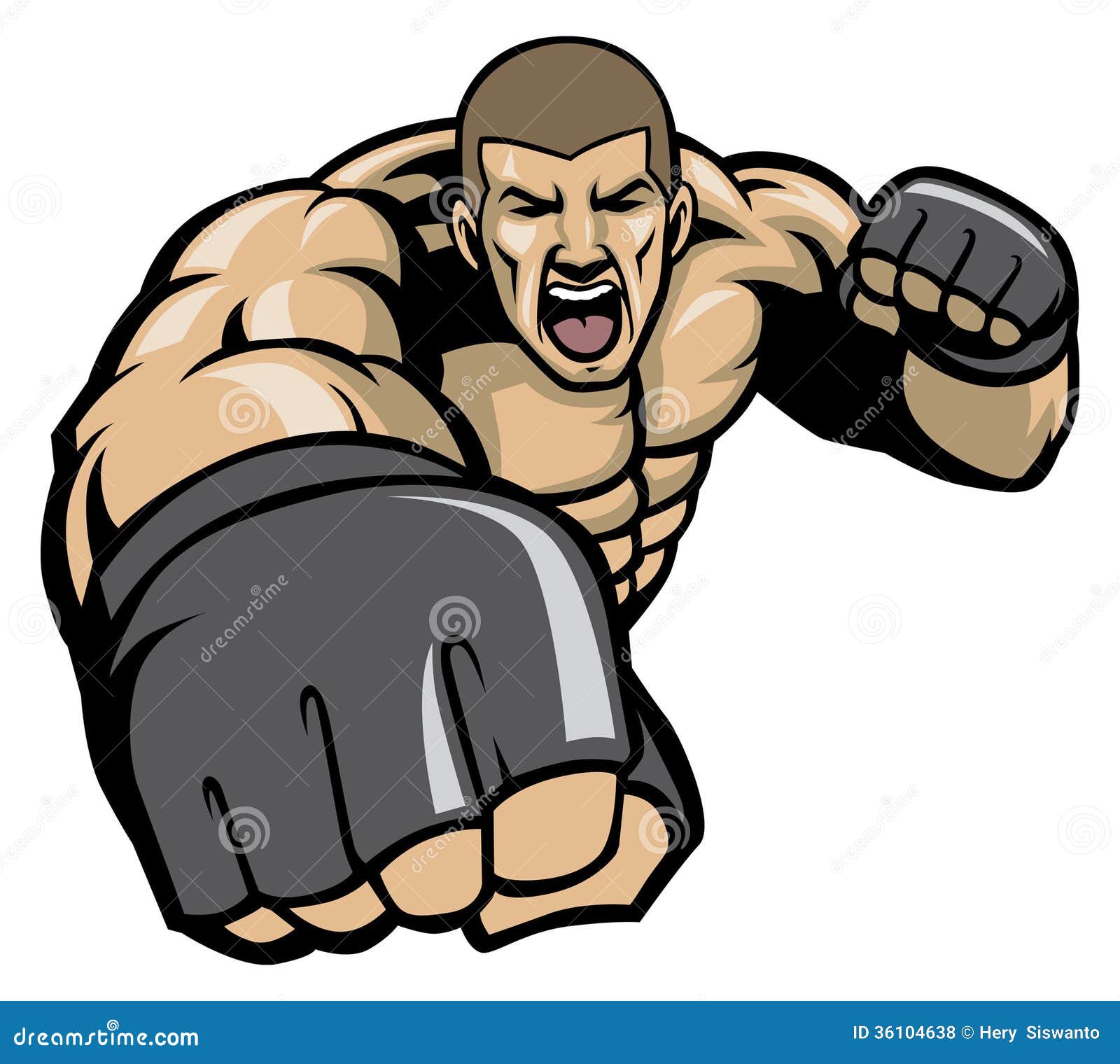 Mma fighter throw a punch stock vector. Illustration of octagon - 36104638