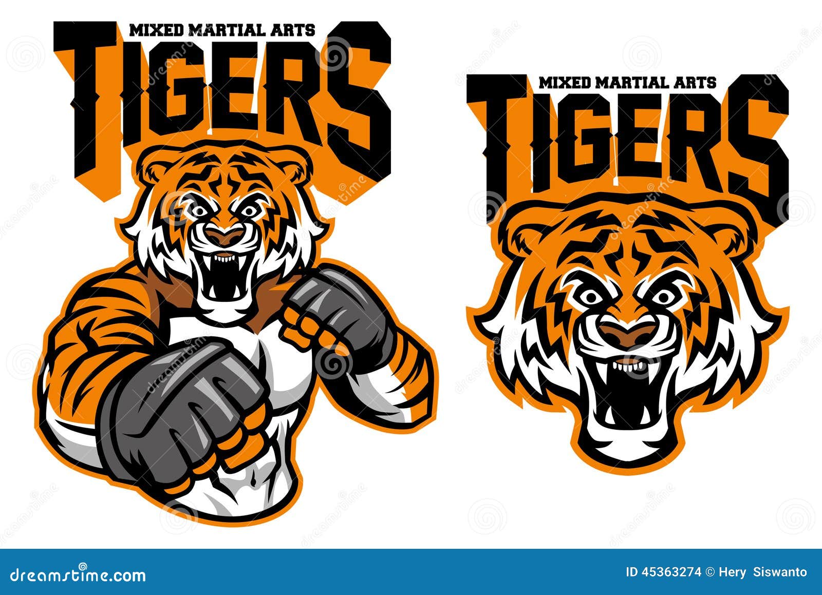 Tiger Fighter With Blue Fire Illustration | CartoonDealer.com #187190192