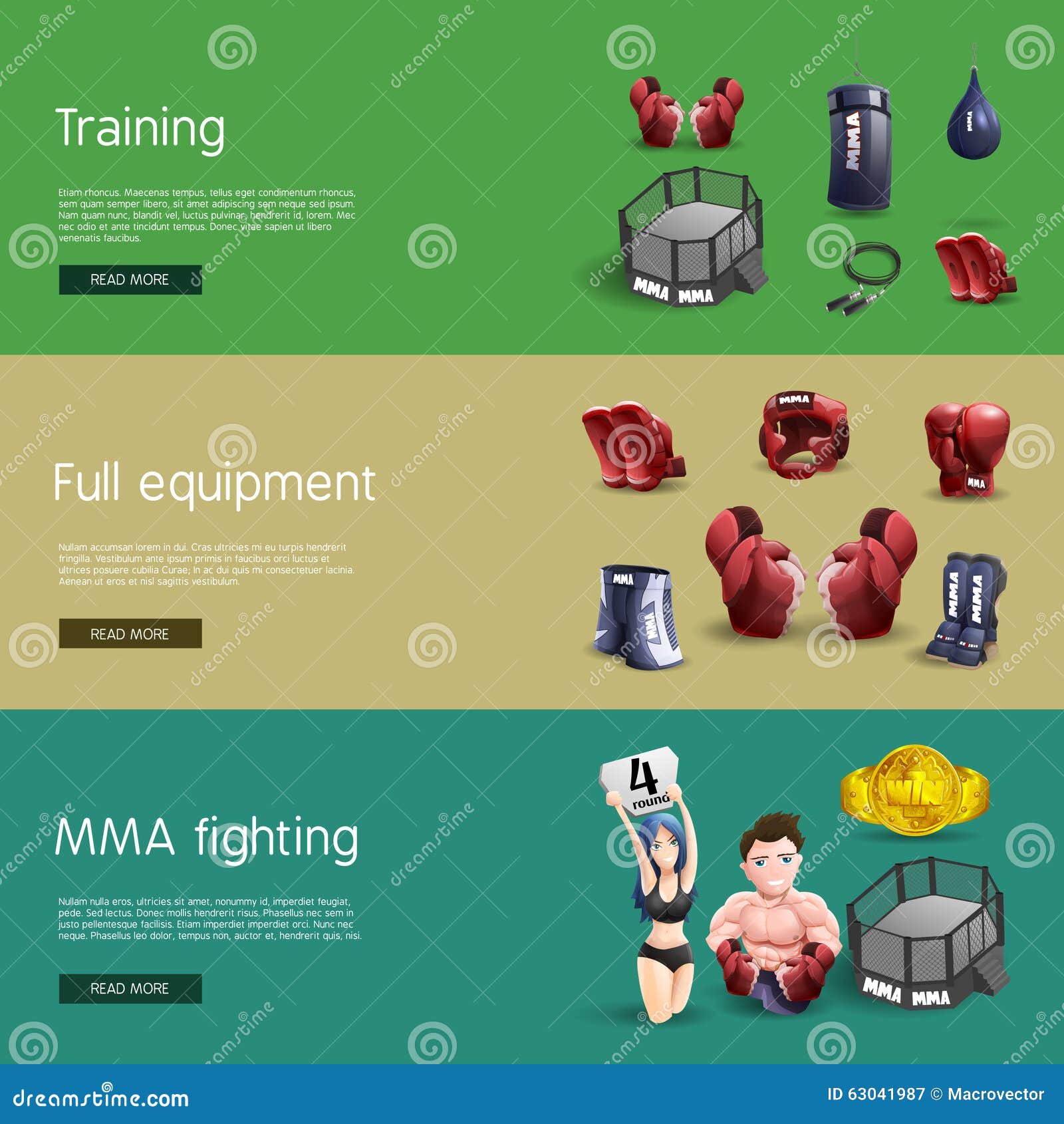 Mma Fighting Interactive 3d Banners Set Stock Vector - Illustration of ...