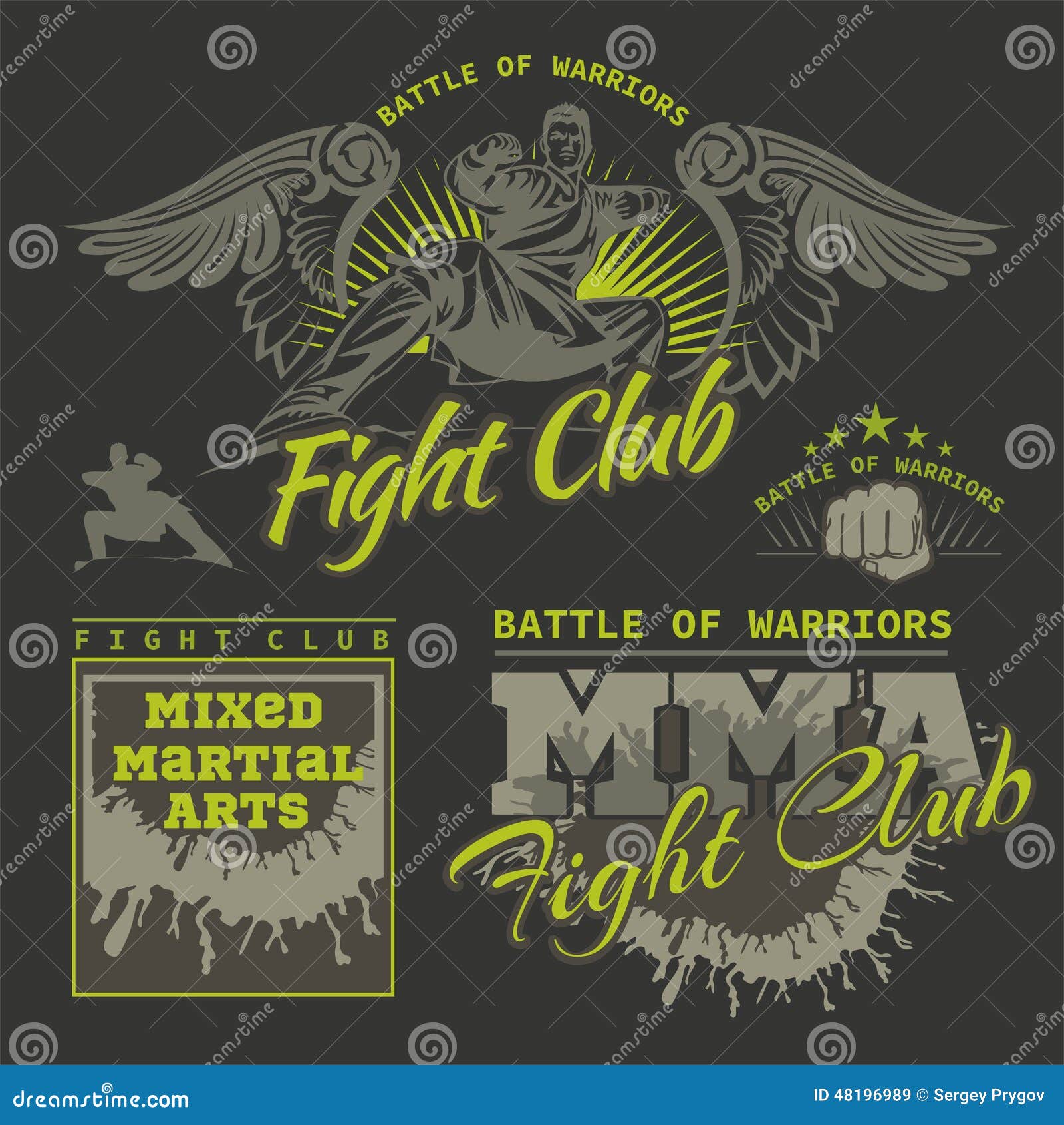 MMA Labels - Vector Mixed Martial Arts Design. Stock Vector ...
