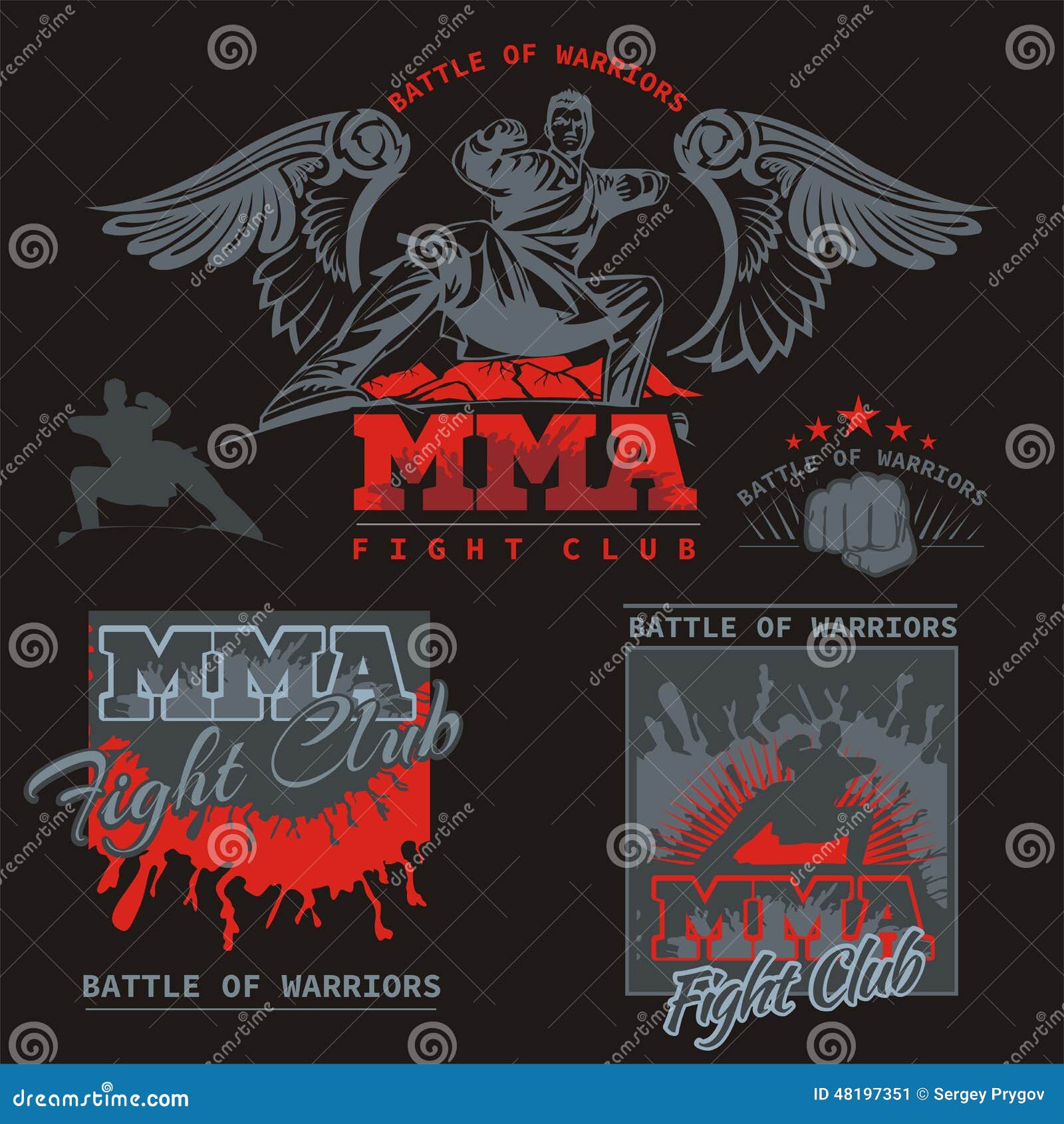 MMA Labels - Vector Mixed Martial Arts Design. Stock Vector ...