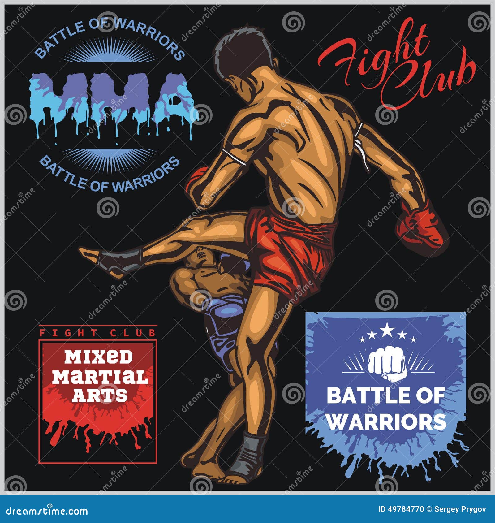 MMA Labels - Vector Mixed Martial Arts Design Stock Vector ...