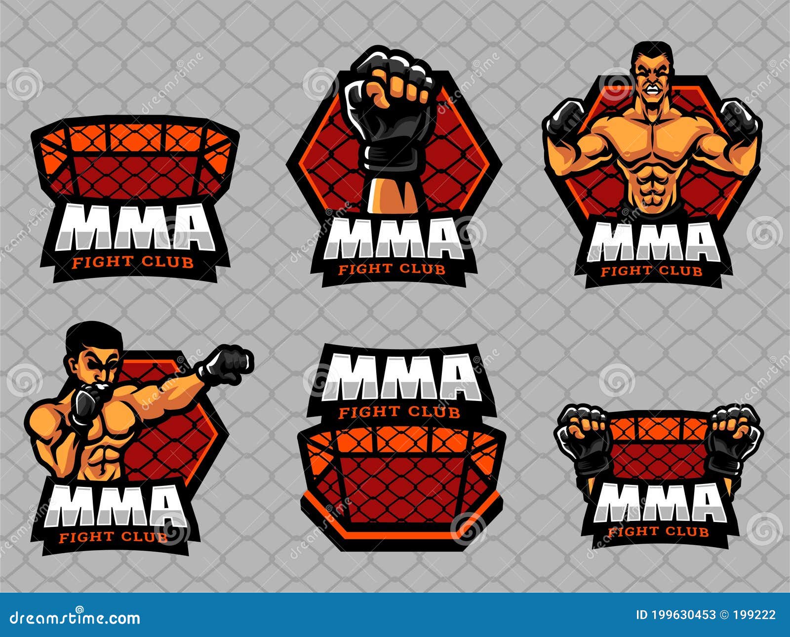 MMA Martial Art Logo and Badge Set Vector Image Stock Vector ...