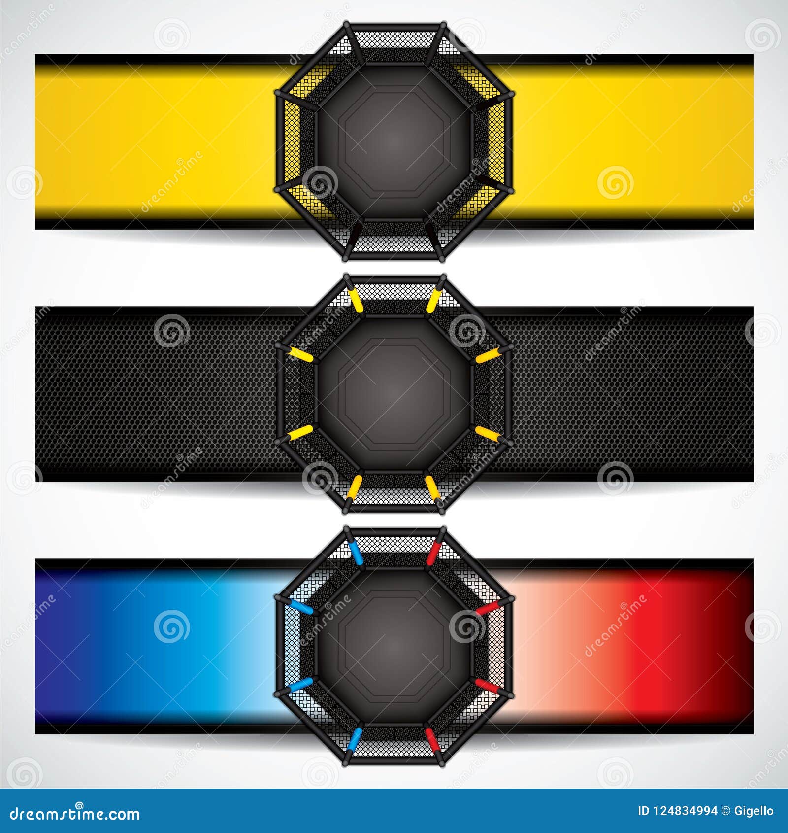 MMA octagon cage banners stock vector. Illustration of mixed - 124834994