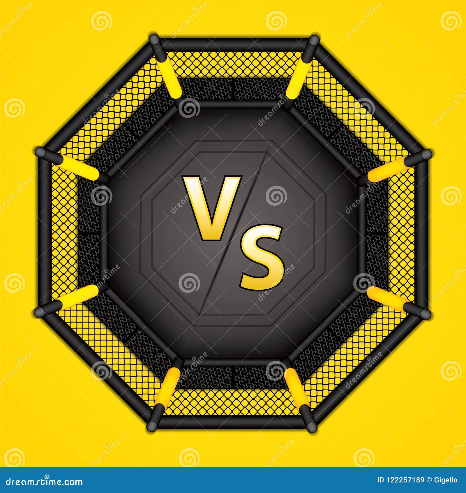 MMA octagon cage stock vector. Illustration of training - 122257189