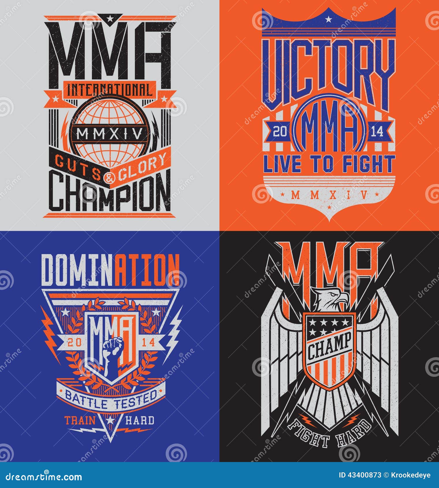 MMA T-shirt Design Emblem Set Stock Vector - Illustration of poster ...