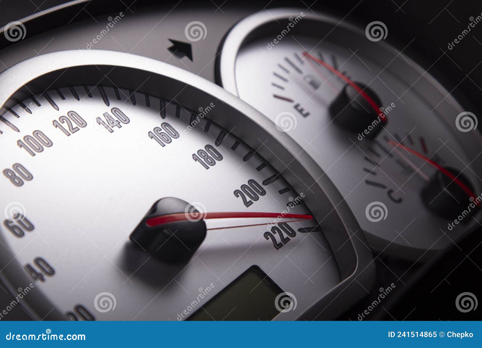 Car Speedometer Close Up. Modern Blue Interior Design Royalty-Free ...