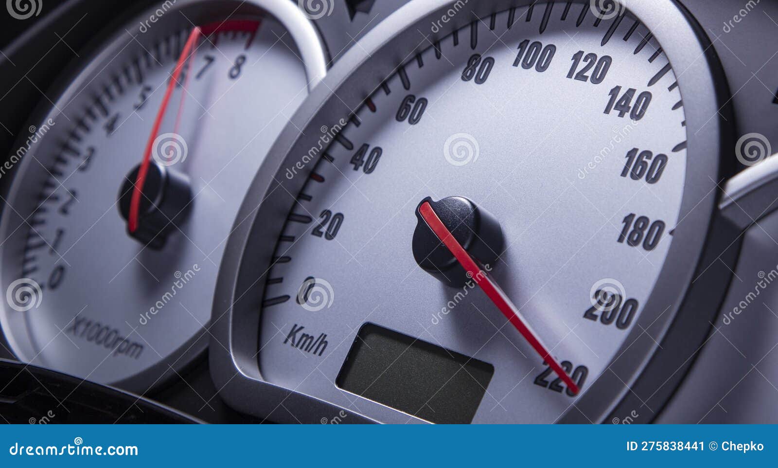 MModern Car`s Dashboard. High Speed Concept - Car Speedometer. Close-up ...