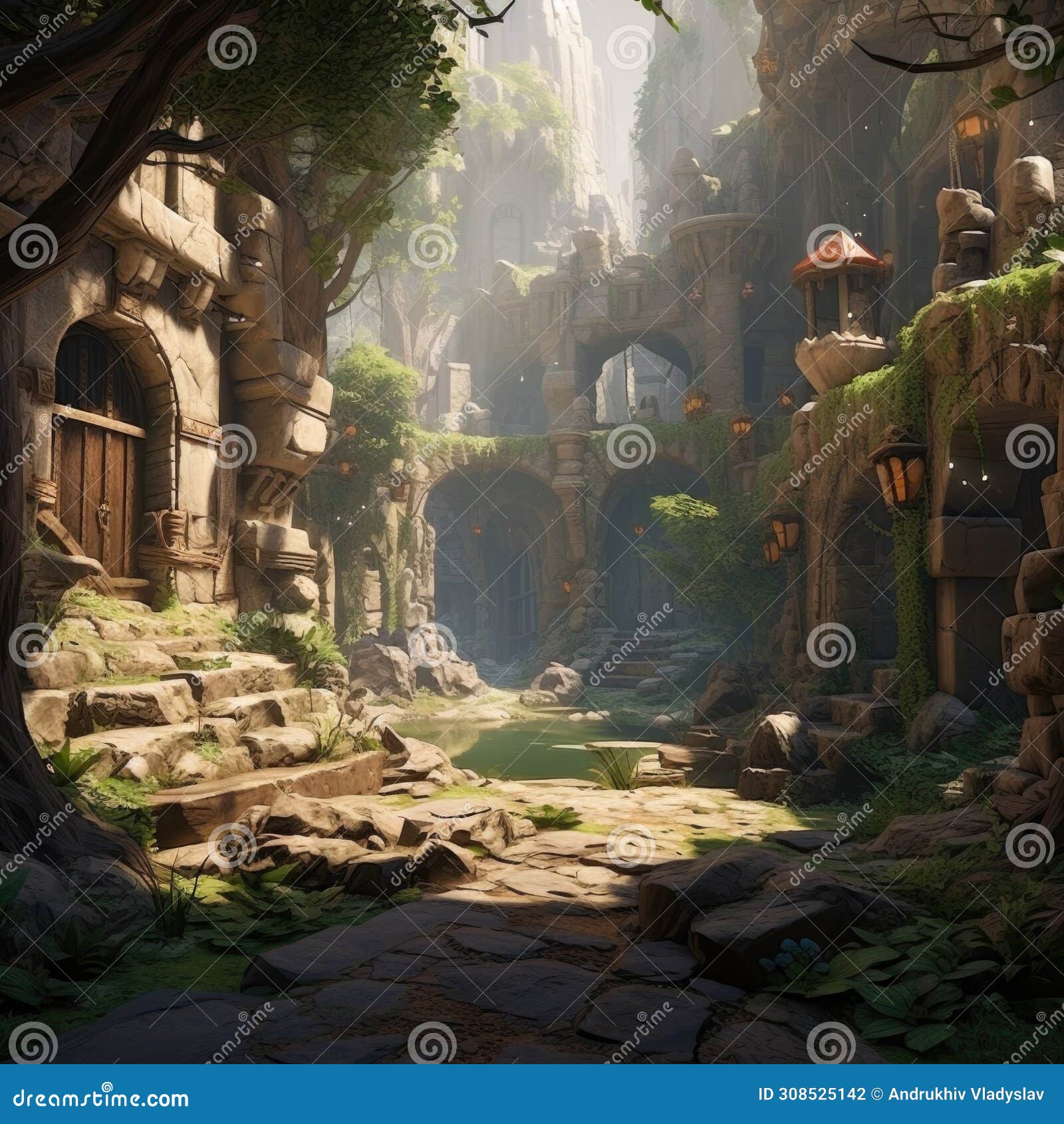 MMORPG Game Art Environment Stock Illustration - Illustration of ...