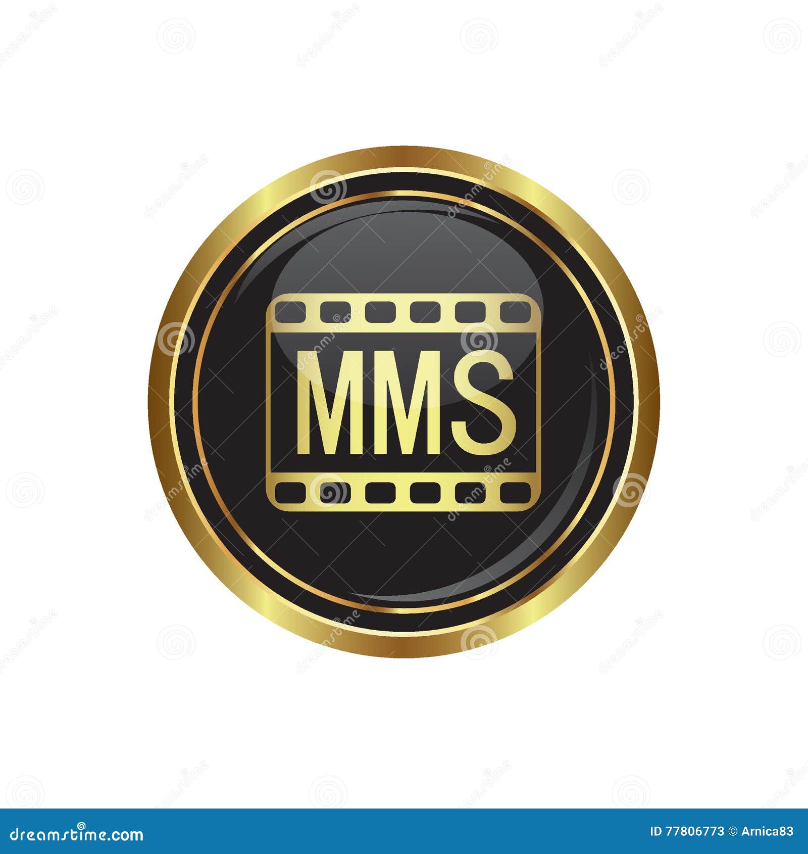 Mms Icon on the Black with Gold Round Button Stock Vector ...