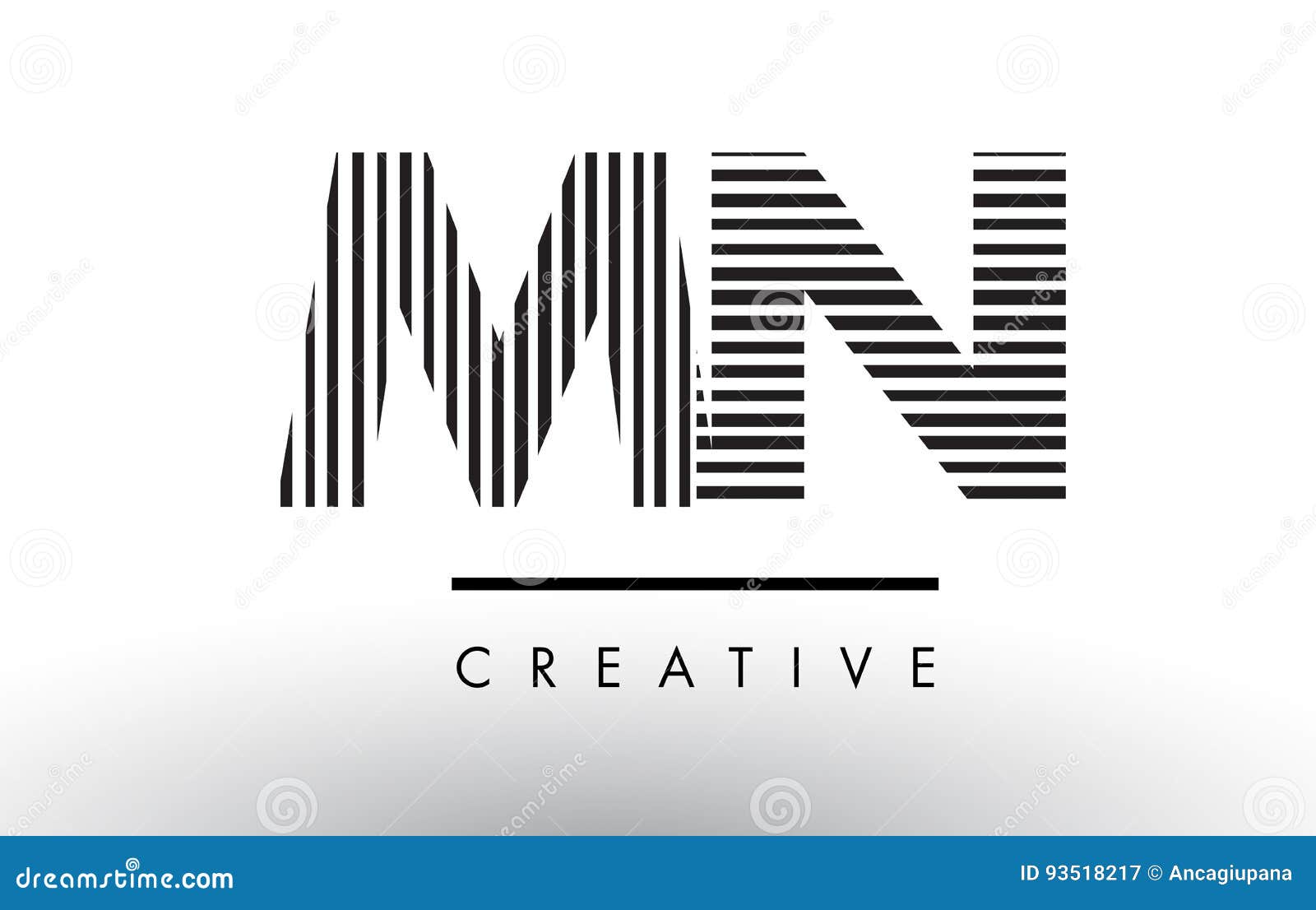 MN M N Black and White Lines Letter Logo Design. Stock Vector ...