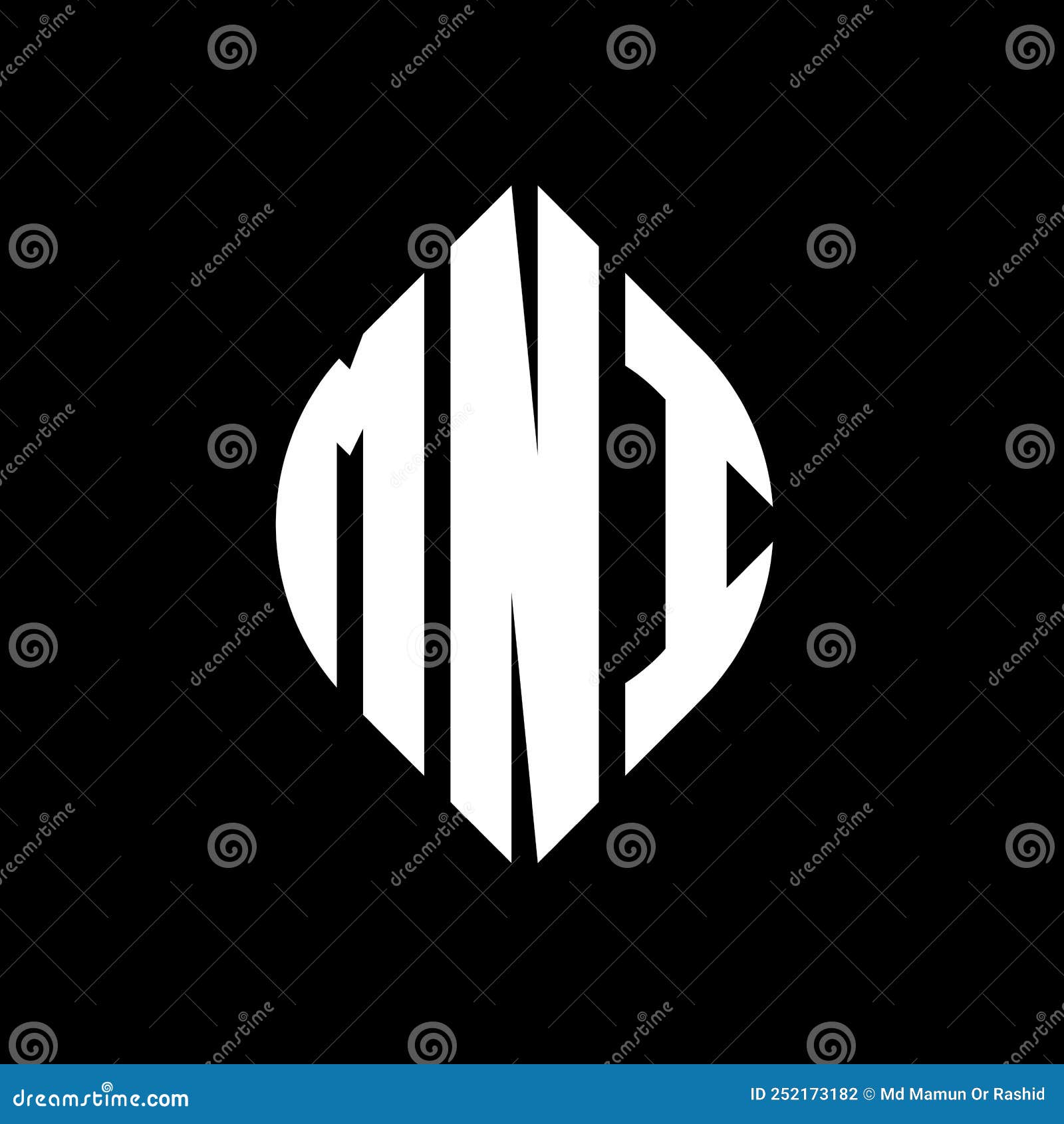 MNI Circle Letter Logo Design with Circle and Ellipse Shape. MNI ...