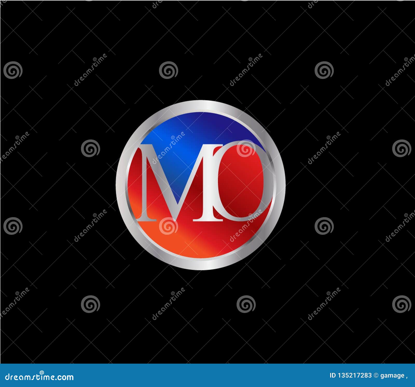 MO Initial Circle Shape Silver Red Blue Color Later Logo Design Stock ...