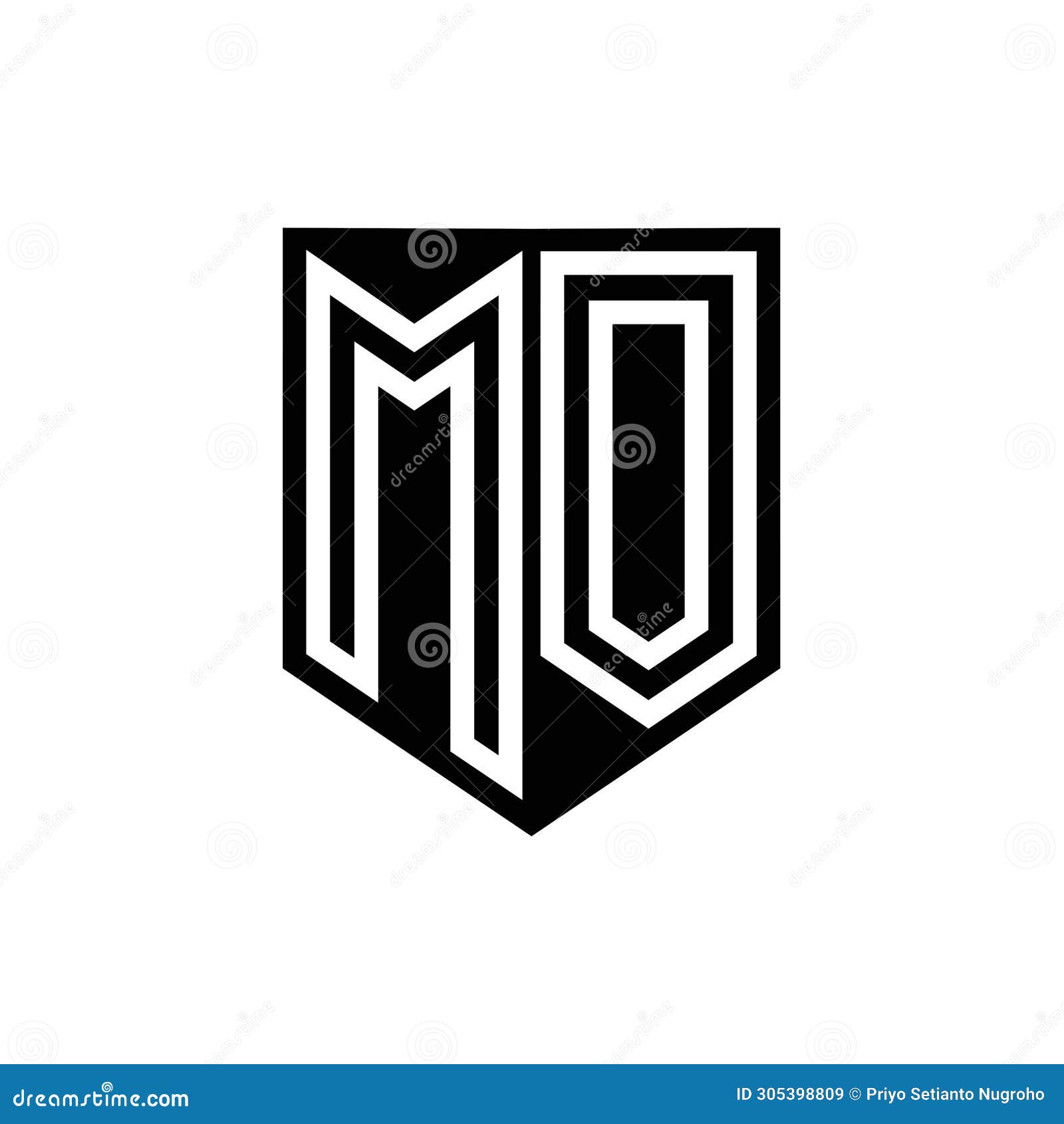 MO Logo Monogram Shield Geometric White Line Inside Black Shield Color ...