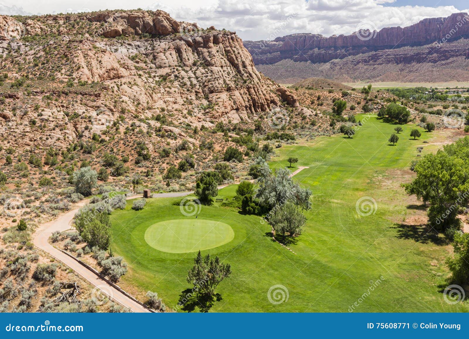 Moab Golf Course 4th Green stock image. Image of desert - 75608771