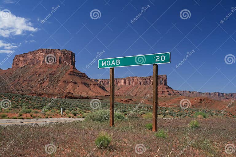 Moab Road Sign stock photo. Image of sign, mountains, plateaus - 2982106
