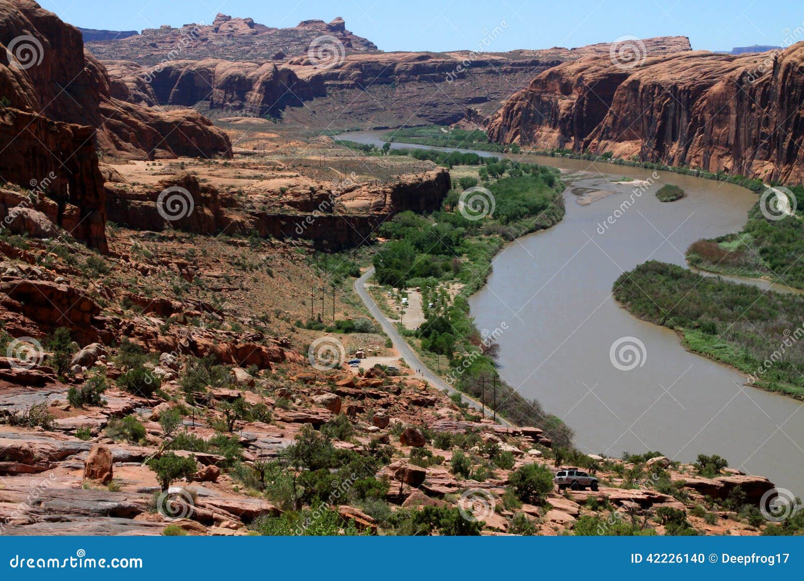 Moab, Utah and the Colorado River Stock Photo - Image of slick, view ...