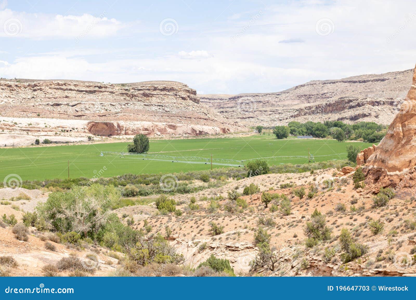 Moab, Utah with Rocks and Greenery Stock Image - Image of moab, view ...