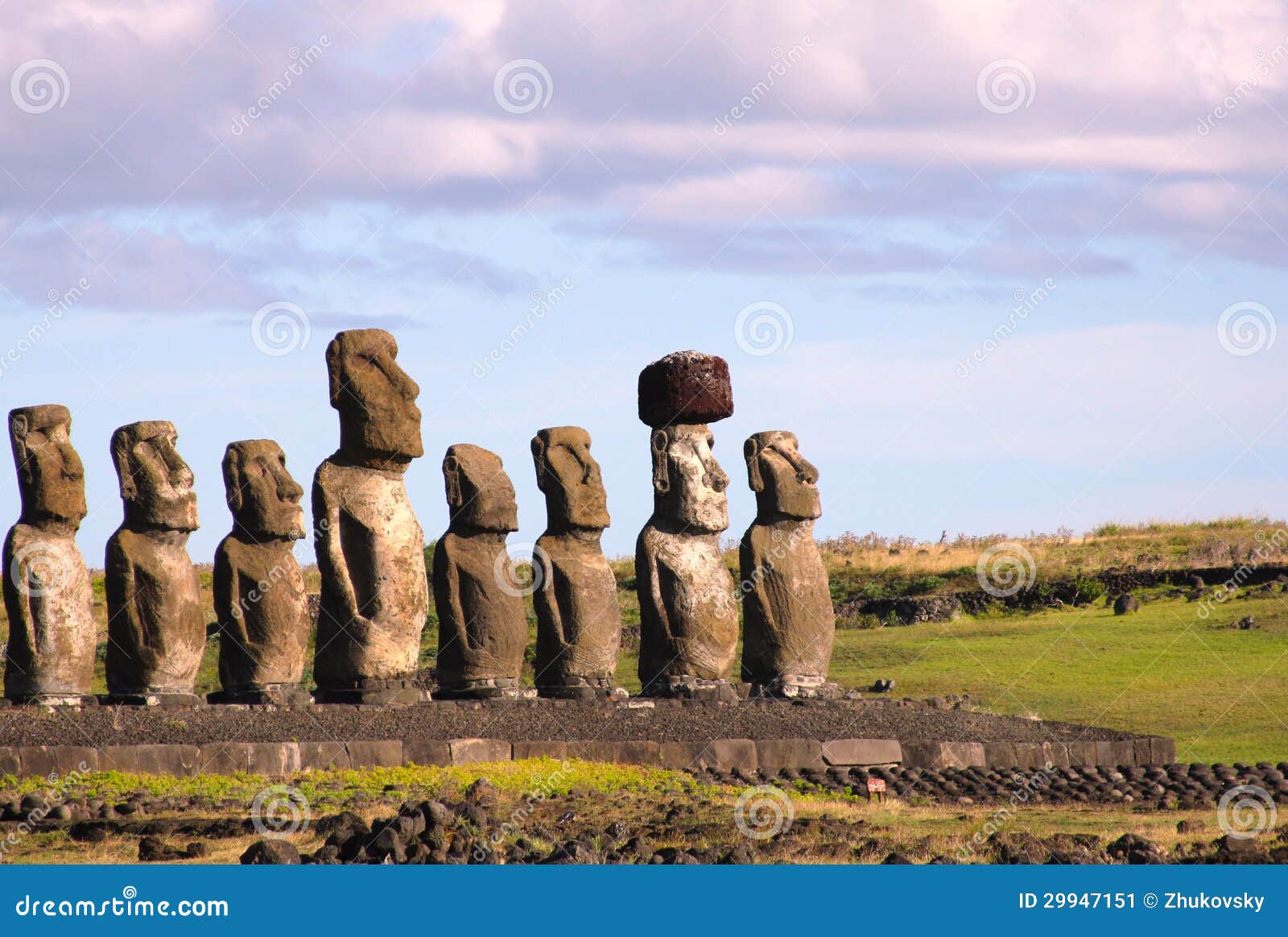 Moai at Ahu Tongariki, Easter Island, Chile Stock Image - Image of ...
