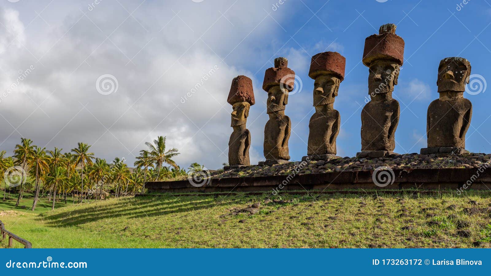 Moai on Anakena Beach on Easter Island Rapa Nui Stock Photo - Image of ...