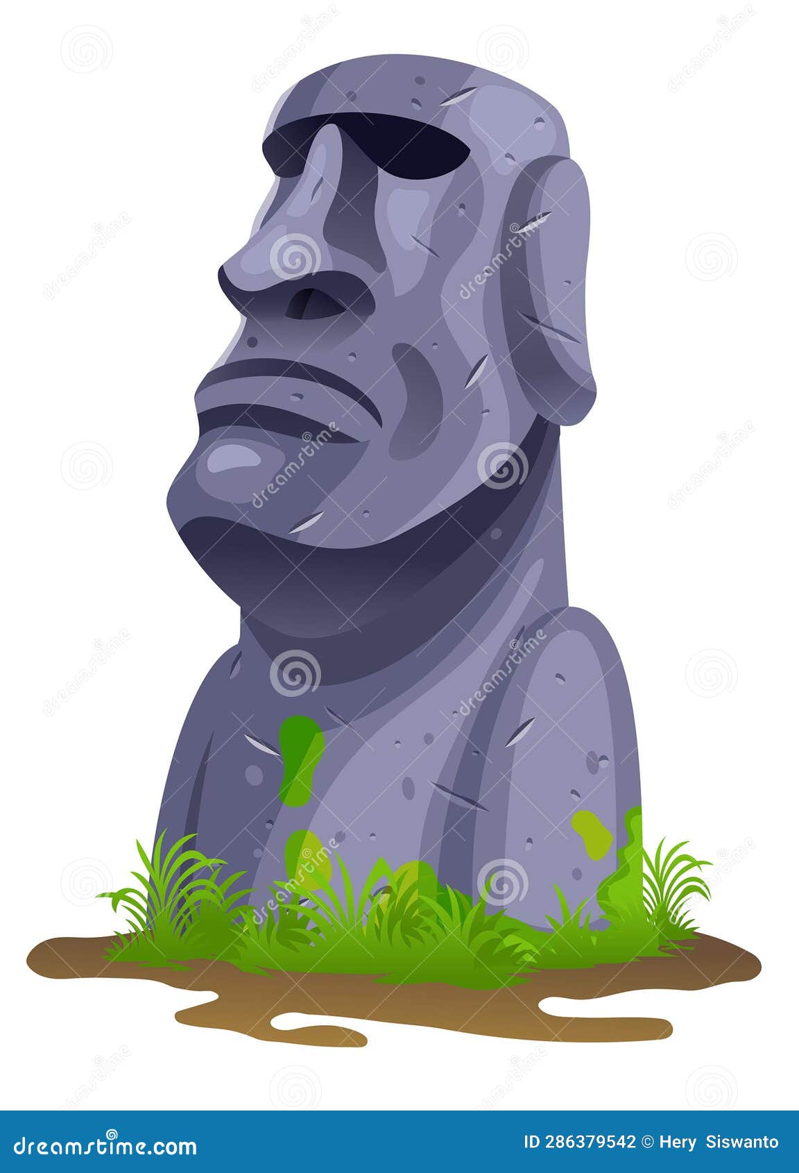 Moai on Easter Island Isolated Vector Cartoon Stone Sculpture Stock ...