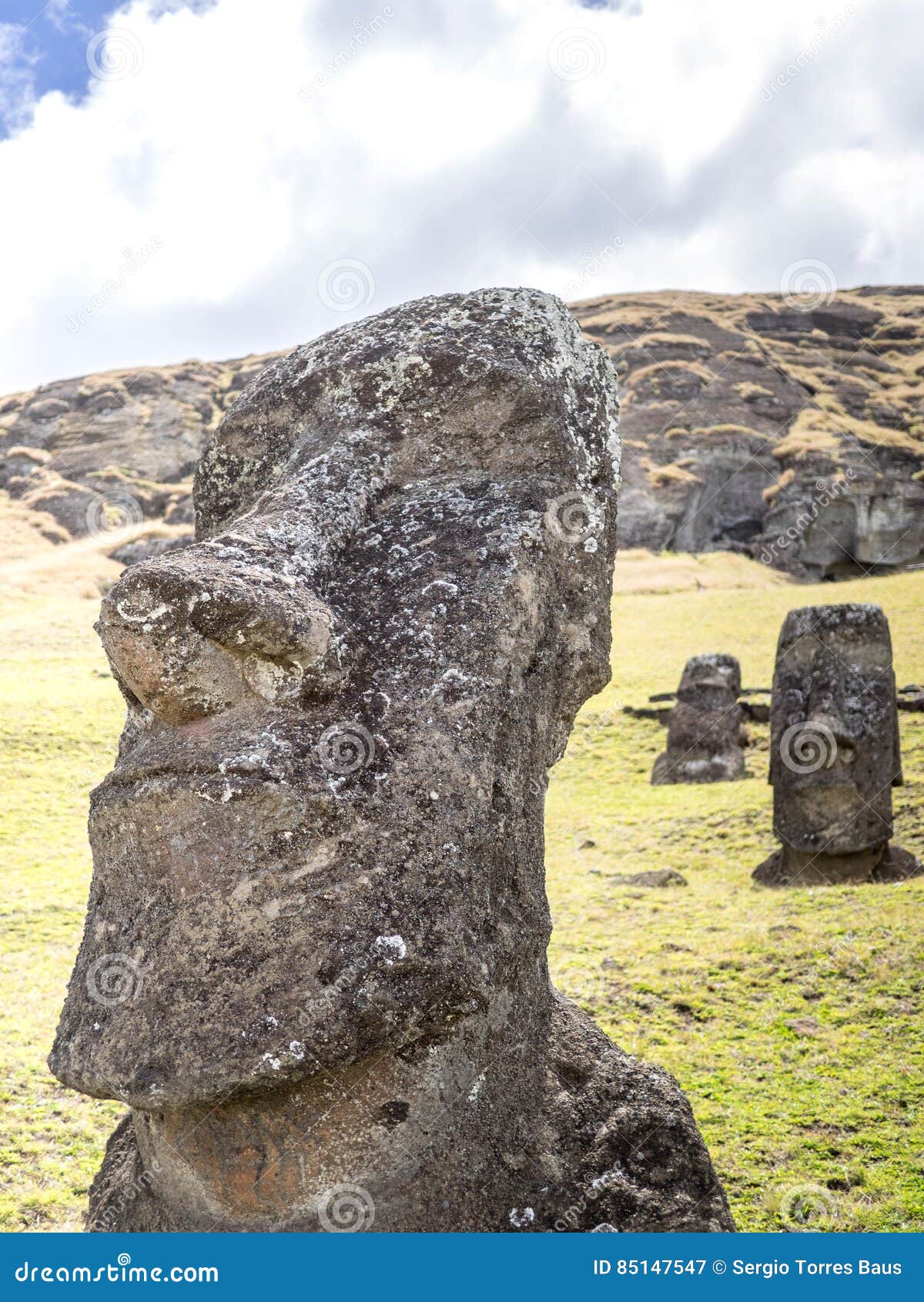 Moai and family stock image. Image of buried, archeology - 85147547