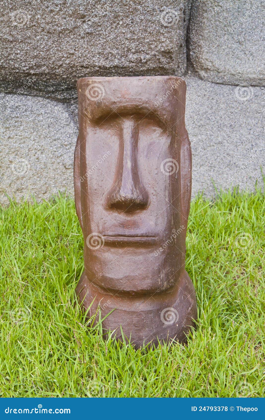 Moai head statue. stock photo. Image of ancient, polynesia - 24793378
