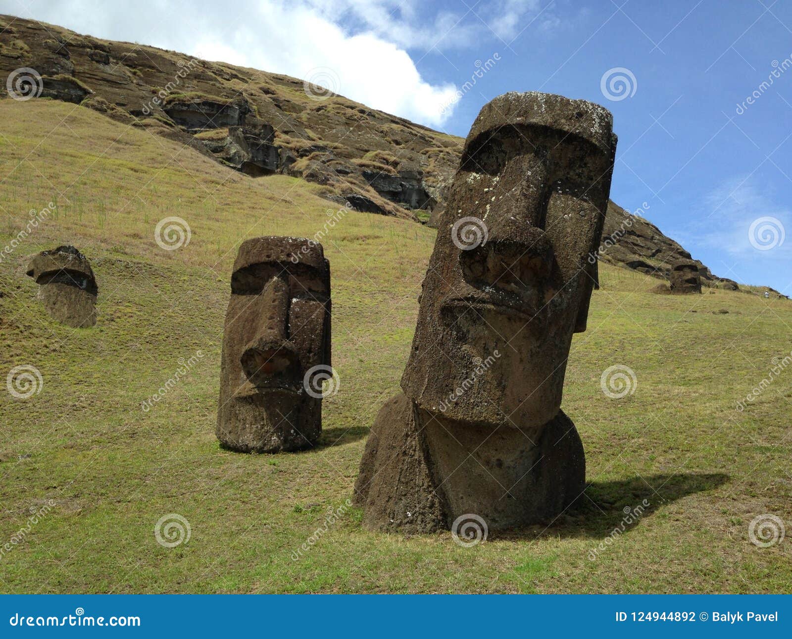 Moai stock photo. Image of ocean, monolithic, statues - 124944892