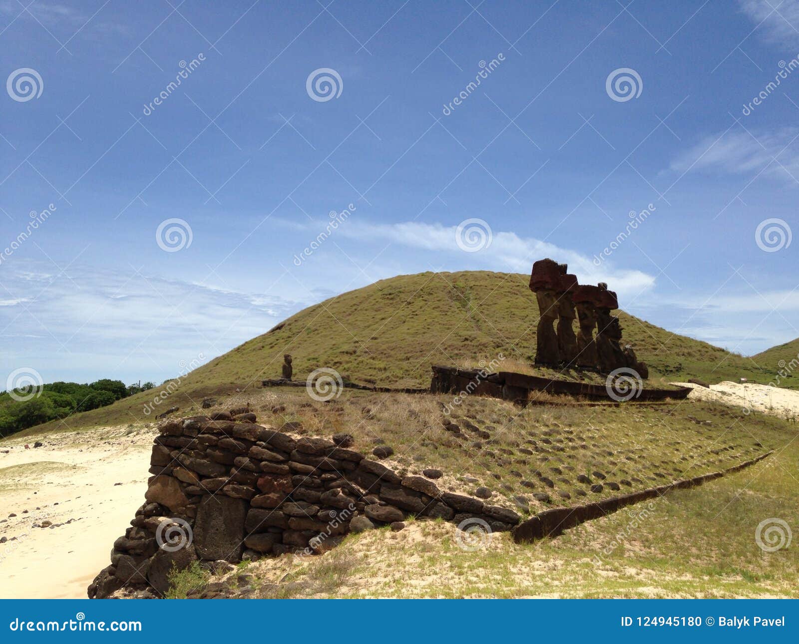 Moai stock photo. Image of statues, ocean, stone, island - 124945180