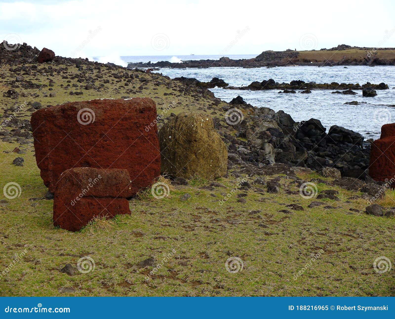 Moai Pukao on Easter Island Rapa Nui, Chile Stock Image - Image of ...